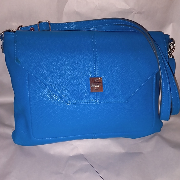 Jewel Badgley Mischka | Bags | Jewel Leather Bagpurse Beautiful Blue ...